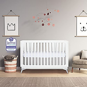 Dream On Me Ultra Modern 4-in-1 Convertible Crib in White, Greenguard Gold Certified, 3 Mattress Height Settings, Fixed Stationary Side Rails, Wooden Furniture