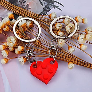 SYGUNAR Matching Couples Stuff Keychain Valentine's Day Gifts for Boyfriend Girlfriend Red Heart Stocking Stuffers for Women