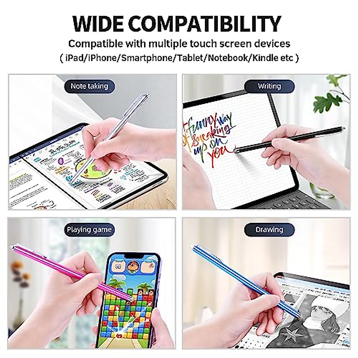 Long Stylus Pens for Touch Screens (5 Pack 185mm) High Sensitivity, Precision and No Scratches, Compatible with iPad, iPhone, Android, Tablets and More. Capacitive Touchscreen Stylist Mesh Fiber Tips