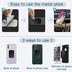 OWLKELA Mount Metal Plate for Phone Magnet Car Mount Holder Cradle with Adhesive, Universal Replacement Sticker Compatible with Magnetic Mounts - 10 Pack Black (4 Rectangle and 6 Round)