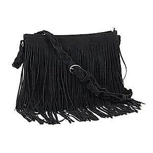LUI SUI Fringe Hobo Purse Bags for Women Vintage Fringe Crossbody Bag Small Envelope Tassel Shoulder Bags
