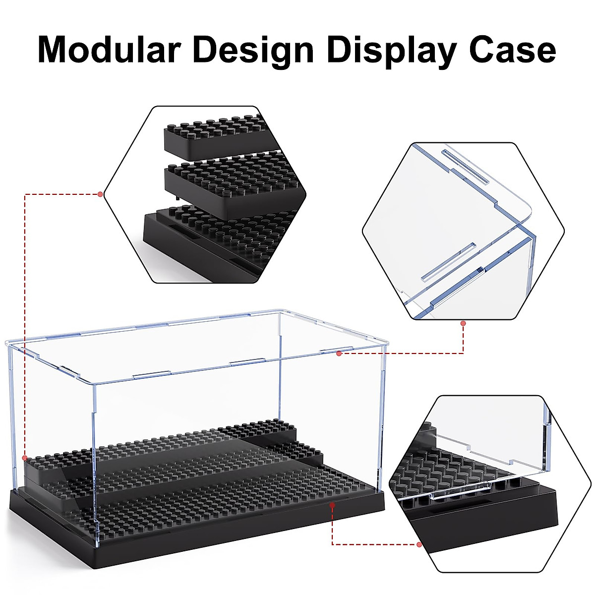 Minifigure Display Case for Action Figures Blocks, Clear Dustproof Acrylic Display Box Storage with 3 Movable Steps Gifts for Children,Black…