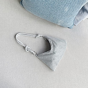 2-PACK Hobo Rhinestone Purse Sparkly Bag Silver Gold Diamond Purses for Women 2022 Upgrade Evening Prom Rhinestone Handbag (medium)