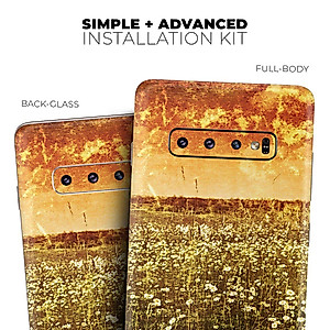 DesignSkinz Vintage Glowing Orange Field Protective Vinyl Decal Wrap Skin Cover Compatible with The Samsung Galaxy S20 (Screen Trim & Back Glass Skin)