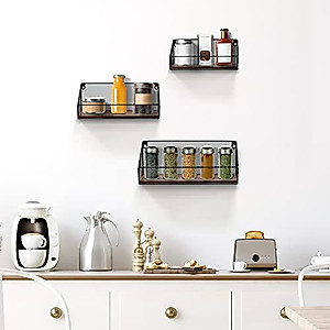 Hoikwo 3 Pack Mesh Wall Floating Shelves, for Bathroom Laundry Room Bedroom Living Room Kitchen and Office