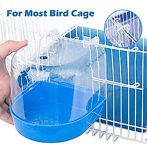 Bird Bath Box Bird Cage Accessory Supplies Bathing Parakeet Caged Bird Bathing Tub with Water Injector for Pet Small Birds Canary Budgies Parrot Parakeet Finch Canary Cockatiel Parrot Lovebird (Blue)