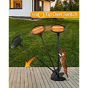 Patio Heater Electric Infrared Heater 1500W with 3 Modes Fast Heating with Tip-Over Overheat Protection for Garage, Backyard, Camping, Balcony use