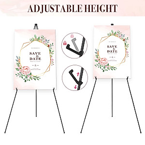 DDEAT Easel Stand for Wedding Sign & Poster 63'' Easels for Display Portable Art Easel for Floor Adjustable Metal Easel Black