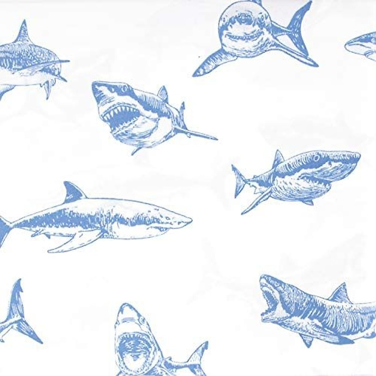 Kids Rule 4-Piece Shark Sketch Sheet Set for Boys & Kids - 1 Full Flat Sheet, 1 Full Fitted Sheet & 2 Queen Pillowcases, Soft Brushed Microfiber Polyester Bed Sheet, Smooth & Durable