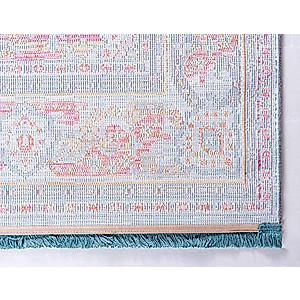 Unique Loom Baracoa Collection Area Rug - Malecon (8' 4" x 10', Light Blue/ Orange)