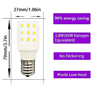LIENNGKE Led Bulb KEI D28X KEL 2816X 2815 Freezer Light Refrigerator 100-265v E17 3.8w 40w Halogen Equivalent Appliance Daylight White 6000K Pack of 2