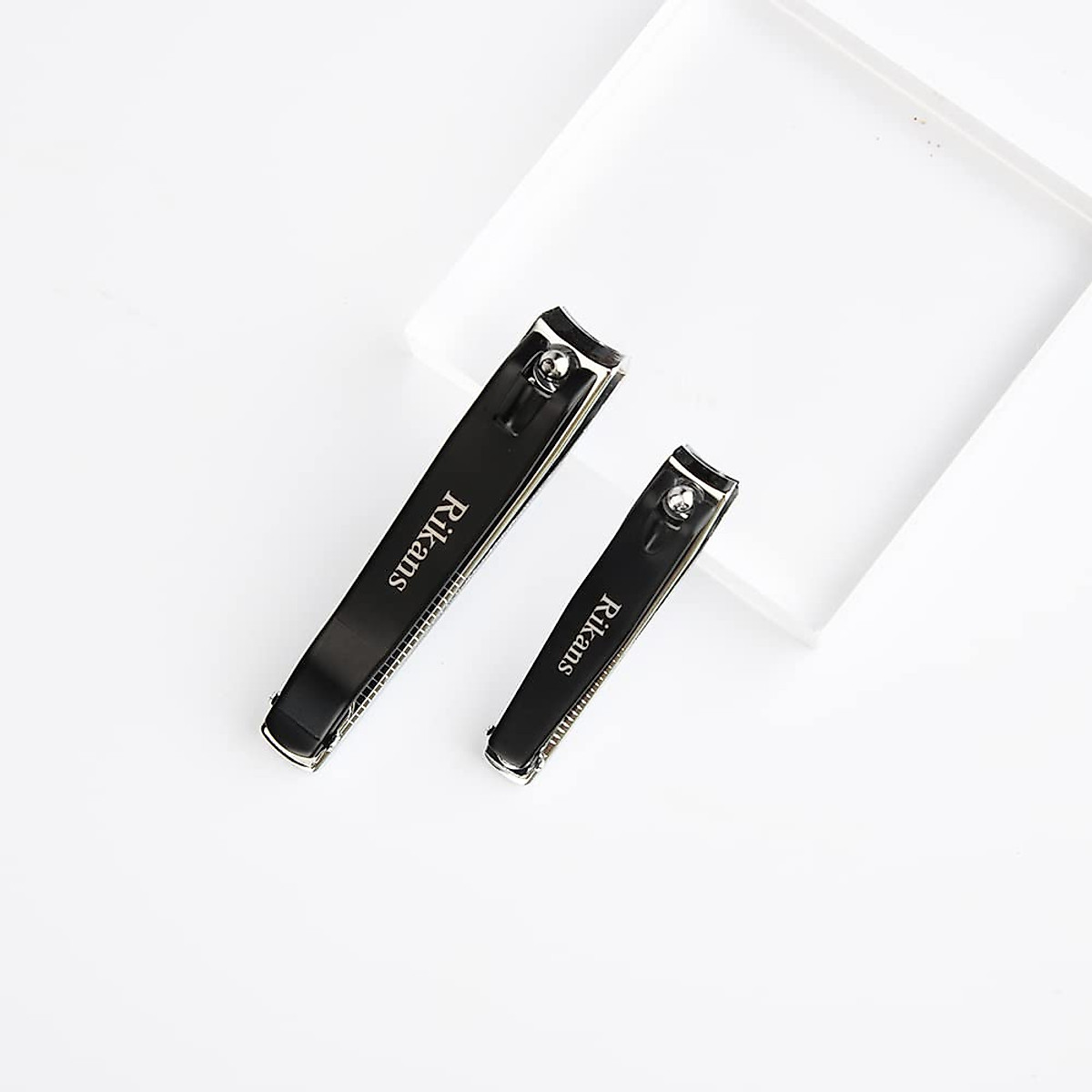 Rikans Nail Cutter Set – Pack of Two Nail Clippers – Large Toenail Cutter & Small Fingernail Cutter – Durable – Precise and Sharp – Ergonomic & Good Grip – 430 Stainless-Steel – Box Packaging