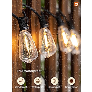 addlon 48FT Smart Outdoor String Lights, Dimmable Patio Lights with 15 Waterproof LED Edison Bulbs, String Lights for Outside Work with APP Control, Music Sync Outdoor Lights for Bistro Backyard Party