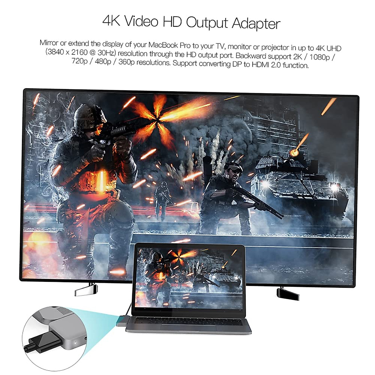 Adapter for MacBook Pro/Air M1 2022/2021/2020, 7 in 2 USB-C Hub with 4K HDMI, Thunderbolt 3(100W PD), USB-C & 2 USB 3.0, SD/TF Card Reader, Type C Dongle for MacBook Pro Air 13" 15" 16" (D)