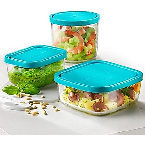 Bormioli Rocco Frigoverre Square Glass Food-Storage Containers with Lids, Set of 3, Clear