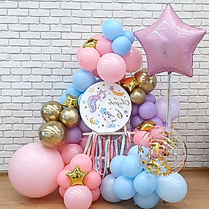 Pink and Blue Balloons, 12 Inch Metallic Blue Pink Balloons Pastel Blue Pink Confetti Balloon for Baby Shower Party Balloons Gender Reveal Birthday Wedding Bridal Party Graduation Decoration