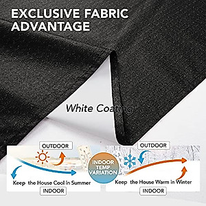 Deconovo 100% Blackout Curtains 84 Inches Long, Grommet Total Blackout Curtains - Room Darkening Lightweight Black Faux Linen Curtains for Living Room, 52x84 Inch, 2 Panels