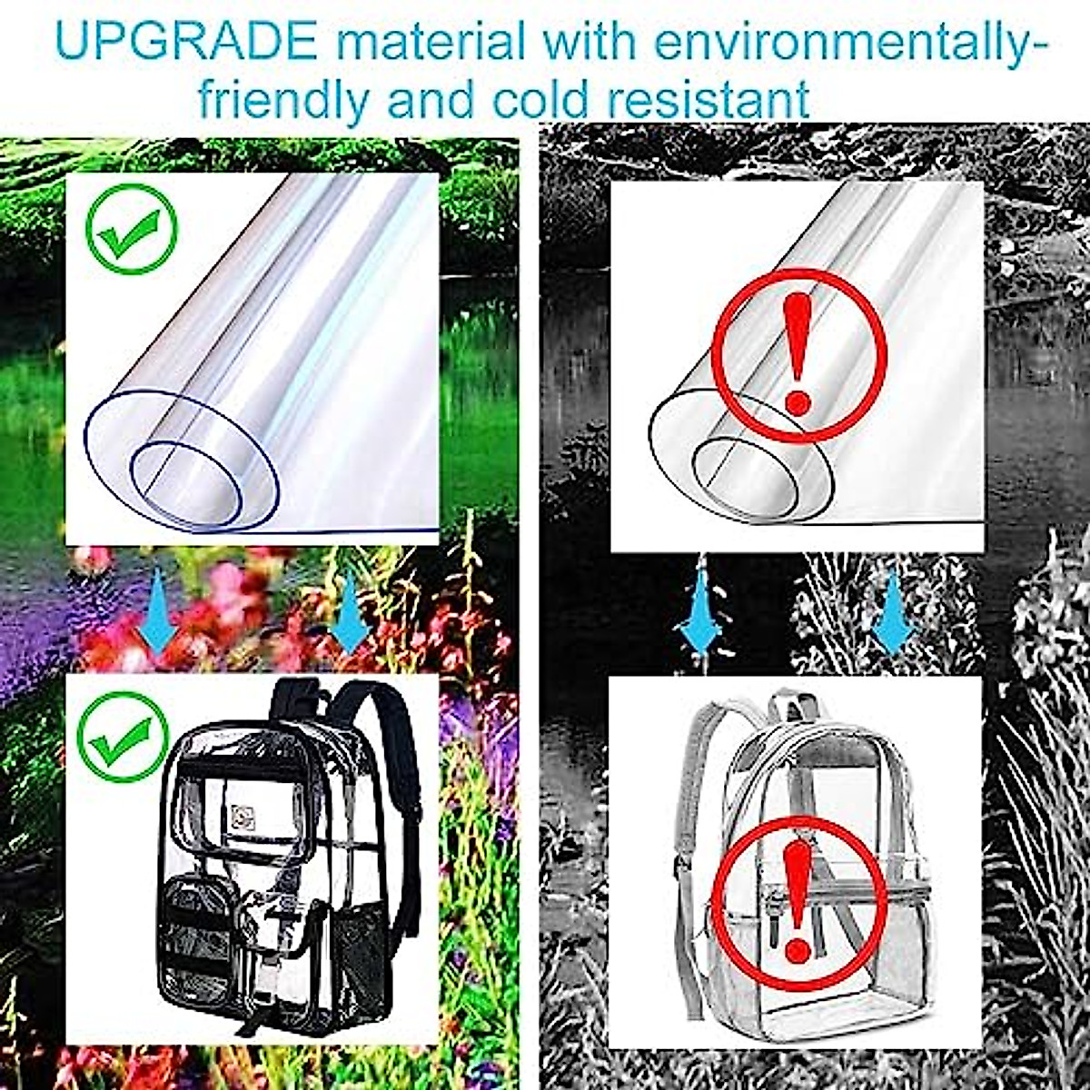 Clear Backpack, Heavy Duty Transparent Bookbag for Girls Women, Cute School See Through Backpacks for Teens Elementary - Black