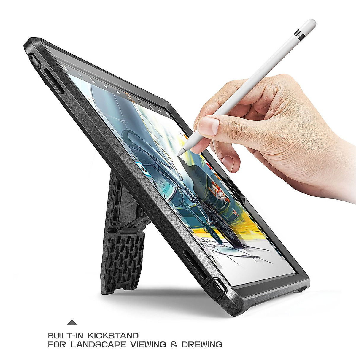 SUPCASE [Unicorn Beetle Pro Series] Case Designed for iPad Pro 9.7 inch, with Built-In Screen Protector [Heavy Duty] Full-body Rugged Protective Dual Layer Case for iPad Pro 9.7 2016 (Black/Black)