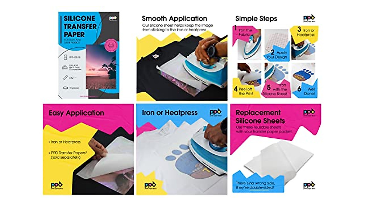 PPD Silicone Papers for T-Shirt Transfer - 10 Sheets