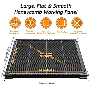 Honeycomb Laser Bed, LESANM 19.68x 19.68x 0.87 inch Honeycomb Working Panel for CO2 or Diode Laser Engraver Cutting Machine, Honeycomb Working Table with Aluminum Plate for Table-Protecting