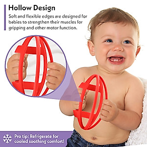 elbebe Silicone Football Baby Teether Toy - Teething Toys for Babies 0-6 months, BPA-free Baby Teething Toys, Chewable Baby Teethers 0-6 months, Baby Chew Toys for Teething Baby Relief -Coral Red