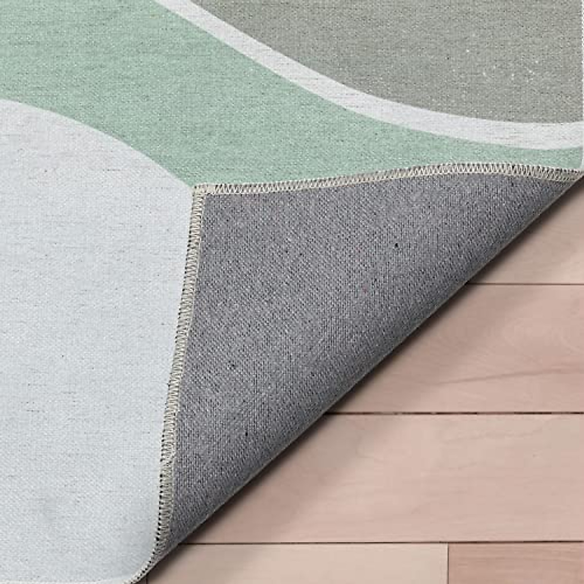 Well Woven Kids Modern Rugs Curved Rainbow 5' x 7' Multi Color Printed Machine Washable Area Rug