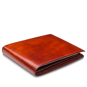 Bosca Men's Old Leather Bifold Wallet with ID Window and Card Slots - Italian Leather, Durable and Stylish, Cognac Brown