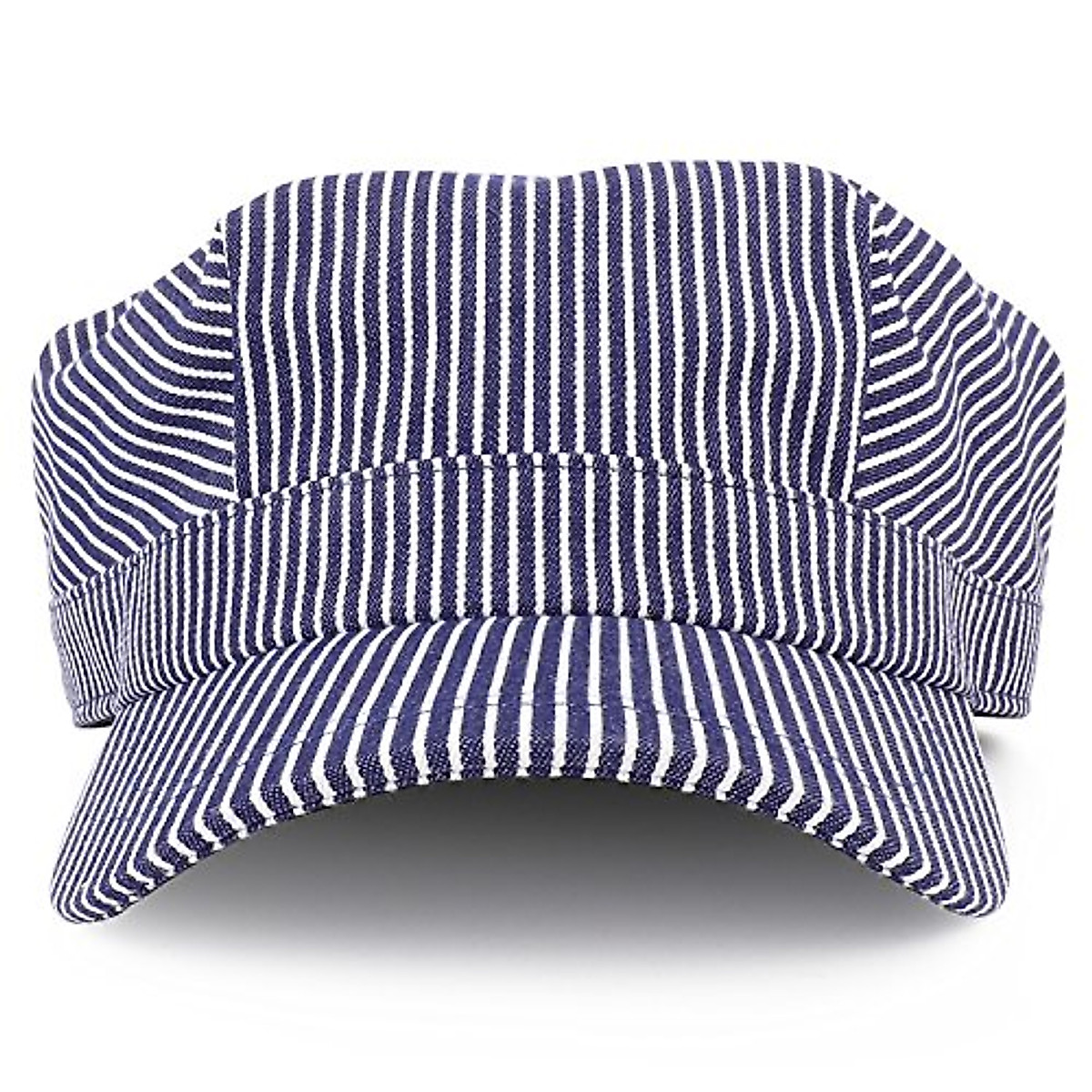 Armycrew Denim Blue Stripe Train Engineer Conductor Cap Fits Infant to Adult 3XL - Blue - 57CM