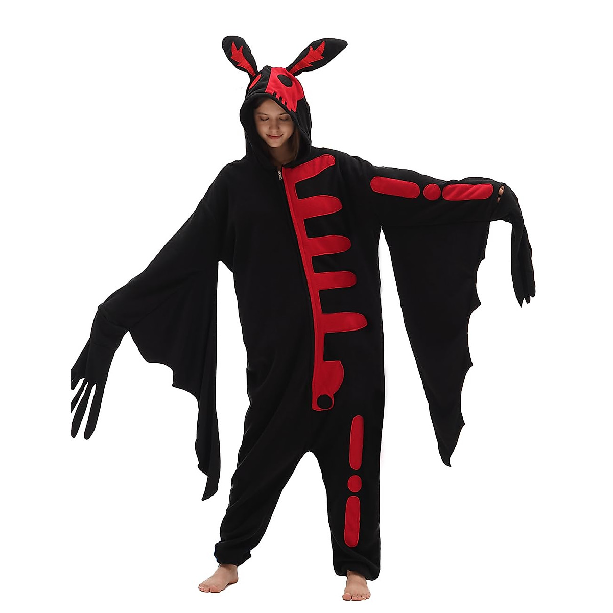 Mothman Halloween Onesie Adult Pajamas Cosplay Animal Homewear Sleepwear Jumpsuit Costume for Women Men