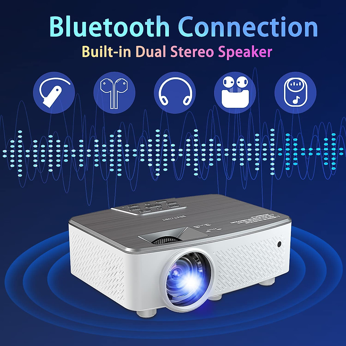 WiFi Bluetooth Projector, Native 1080P HD Movie Projector with Carrying Case, 9500LM 4K Supported 200" Display Home Theater, Compatible with iOS/ Android/ Xbox/ PS5/ TV Stick/ HDMI…