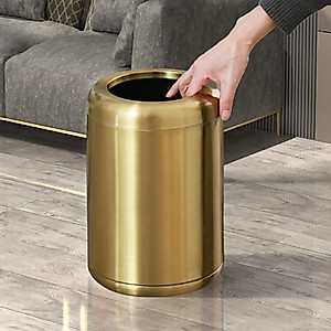 YOJIA 8l/2.11gallons Small Gold Bathroom Trash Can,Brushed Gold Garbage Can，Brass Gold Trash Can for Bathroom,Bedroom,Hotel,Dressing Room,Rv,Store (235 Gold)