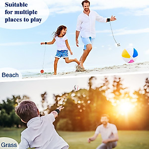 Skylety 6 Pieces 1.85 Inch Wrist Return Ball Sports Wrist Ball Includes Basketball, Baseball and Football on a String Rubber Rebound Ball Wristband Toy for Children Kids Party Favor, Exercise or Play