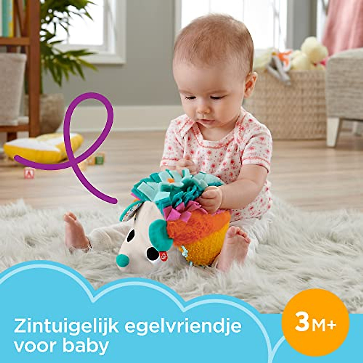 Fisher-Price Newborn Toy Cuddle ‘N Snuggle Hedgehog Plush with Sounds and Textures for Infant Sensory Play Ages 3+ Months