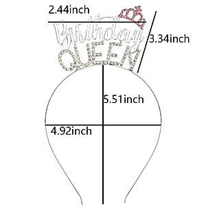 Birthday Queen Sash and Crown Tiara for Women Silver Glitter Happy Birthday Headband Hats Birthday Party Hats Decorations Supplies Photoshooting Props Birthday Gifts for Mom Grandma Women Friends