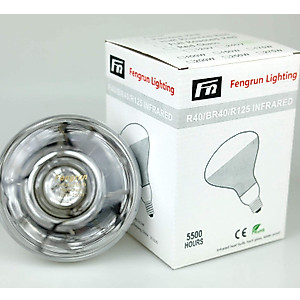 Fengrun Heat Lamp Bulb Clear Infrared Light Bulb 150 Watt Hard Explosion-Proof Glass for Chicks, Poultry, Bathroom, Shower, Food, Chicken, Pets, Light Therapy BR40(120V,150W)