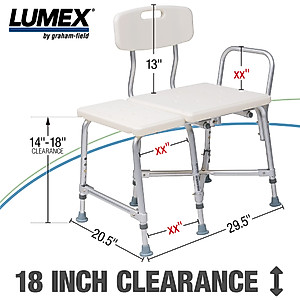 Lumex Bariatric Tub Transfer Bench, Bathtub & Shower Chair, Holds 600 Pounds