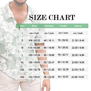 Men's Novelty Hawaiian Floral Shirt Summer Casual Button Down Tropical Holiday Beach Shirts Green