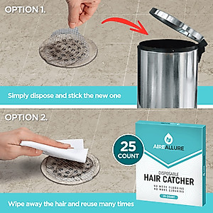 Aire Allure, 25 Pack, Disposable Shower Drain Hair Catcher Mesh Stickers