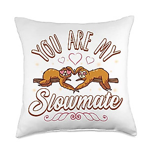 Sloth Valentines Day Gifts You Are My Slowmate Sloth Valentines Day Throw Pillow, 18x18, Multicolor
