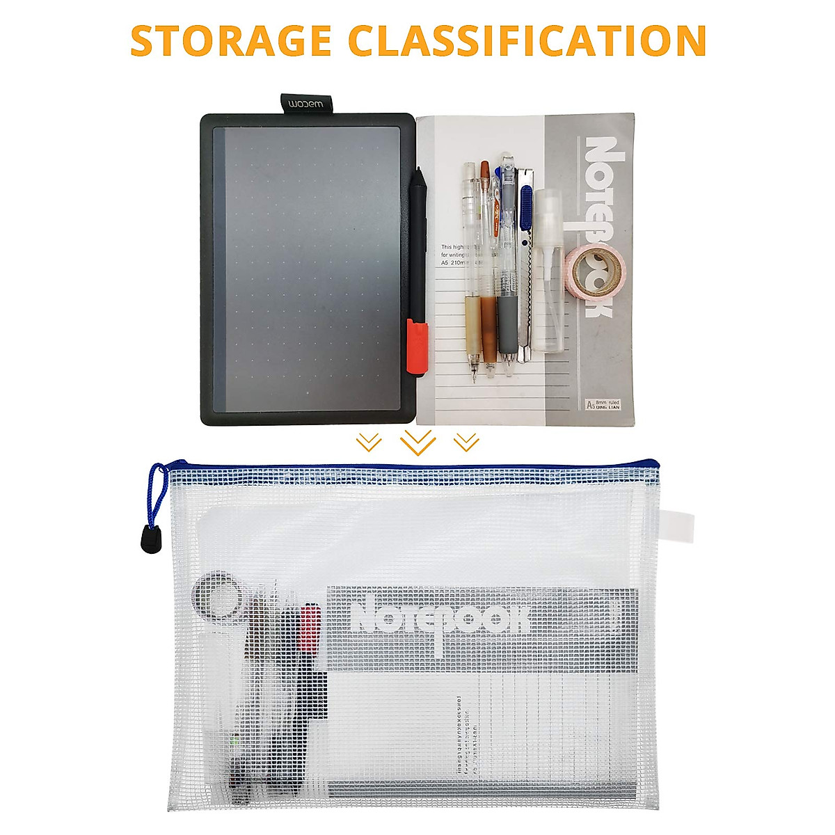 MJIYA Mesh Zipper Pouch Document Bag Plastic Zip File Folders Weatherproof Large Stylish Multipurpose Organizer Folder for School and Office Supplies Business Papers (White, B4)