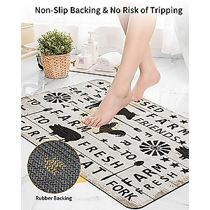 Gogobebe Super Absorbent Diatom Mud Mat Vintage Farm Animal Cow Rooster Pig Wooden Board Pattern Quick-Drying Thin Bath Mat Non-Slip Bathtub Mat Anti-Skid Rubber Bathroom Shower Mat 16x24in