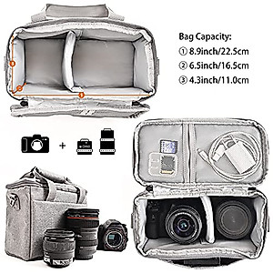 FOSOTO Camera Bag Case with Waterproof Rain Cover Compatible for Nikon D3500 D5600 D7500 D610 Canon EOS 4000D 2000D SL3 T7 M50 M6 SX530 Fujifilm X-T20,Grey