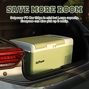Setpower FC15 Portable 12v Refrigerator, -4℉-68℉ Fast Cooling Car Refrigerator, 15L/15.8Qt Car Fridge Portable Freezer with 12/24V DC & 110/240V AC, Electric Cooler (Green, 15L With AC Adapter)