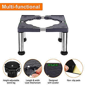 PATIKIL Mini Fridge Stand, 4 Strong Feet Laundry Stand Base Multi-Functional Adjustable Base Tray Anti-Vibration for Refrigerator Washing Machine Dryer AC, 11.4"-12.6" Height, 2Pack