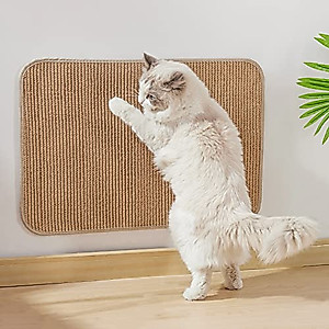 EZMeetU Cat Scratcher Mat, 23.6 X 15.7 Inch Natural Sisal Cat Scratching Pad, Cat Scratch Pad Rug for Indoor Cats with Non-Slip Velcro, Cat Furniture Protector for Floors, Carpets, Walls, Cabinets