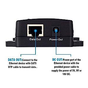 CENTROPOWER Gigabit PoE Splitter,Network-Repeaters,Wall Mountable Adjustable Voltage Output,PoE Powered IEEE 802.3af/802.3at Compliant,POE+ Injector