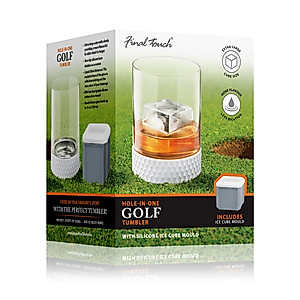 Final Touch Hole-In-One Whiskey/Cocktail Golf Tumbler Sports Glasses with Square Ice Mould - 12oz (350ml) (FTA6655)