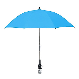 Coolpala Baby Sunshade Umbrella with Adjustable Clamp, 360 Degree Adjustable Baby Stroller Parasol for Trolley, Bike, Wheelchair, Beach Chair Blue 55 x 80 cm/21.7 x 31.5 Inch