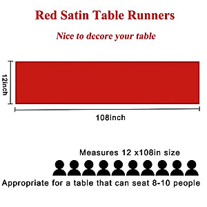 SSYAQRA Red Table Runner Satin - 2Pack 12x108inch Red Runners for Tables Wedding Table Runners Red Runner Bright Silk Smooth Fabric for Wedding Birthday Party Christmas
